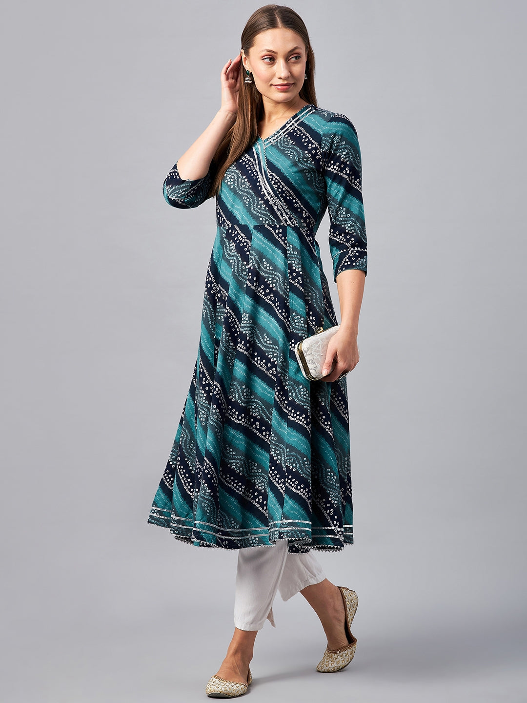 Blue Angrakha Kurta – Azira-Ind