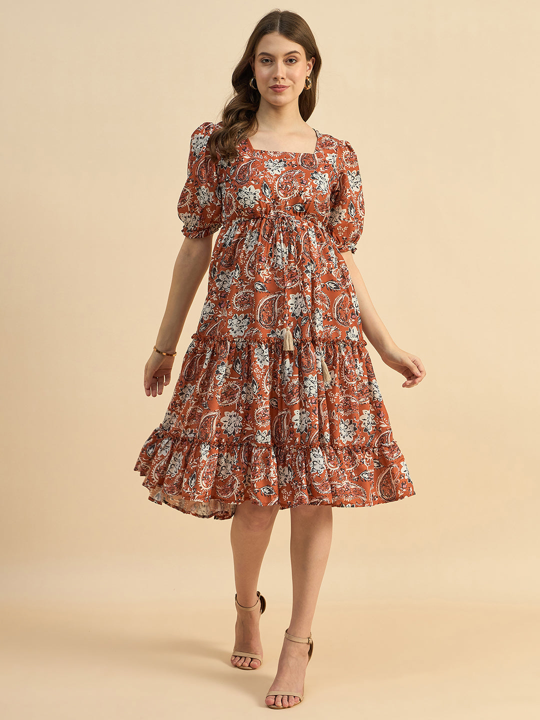 Printed Two Tiered Dress – Azira-Ind